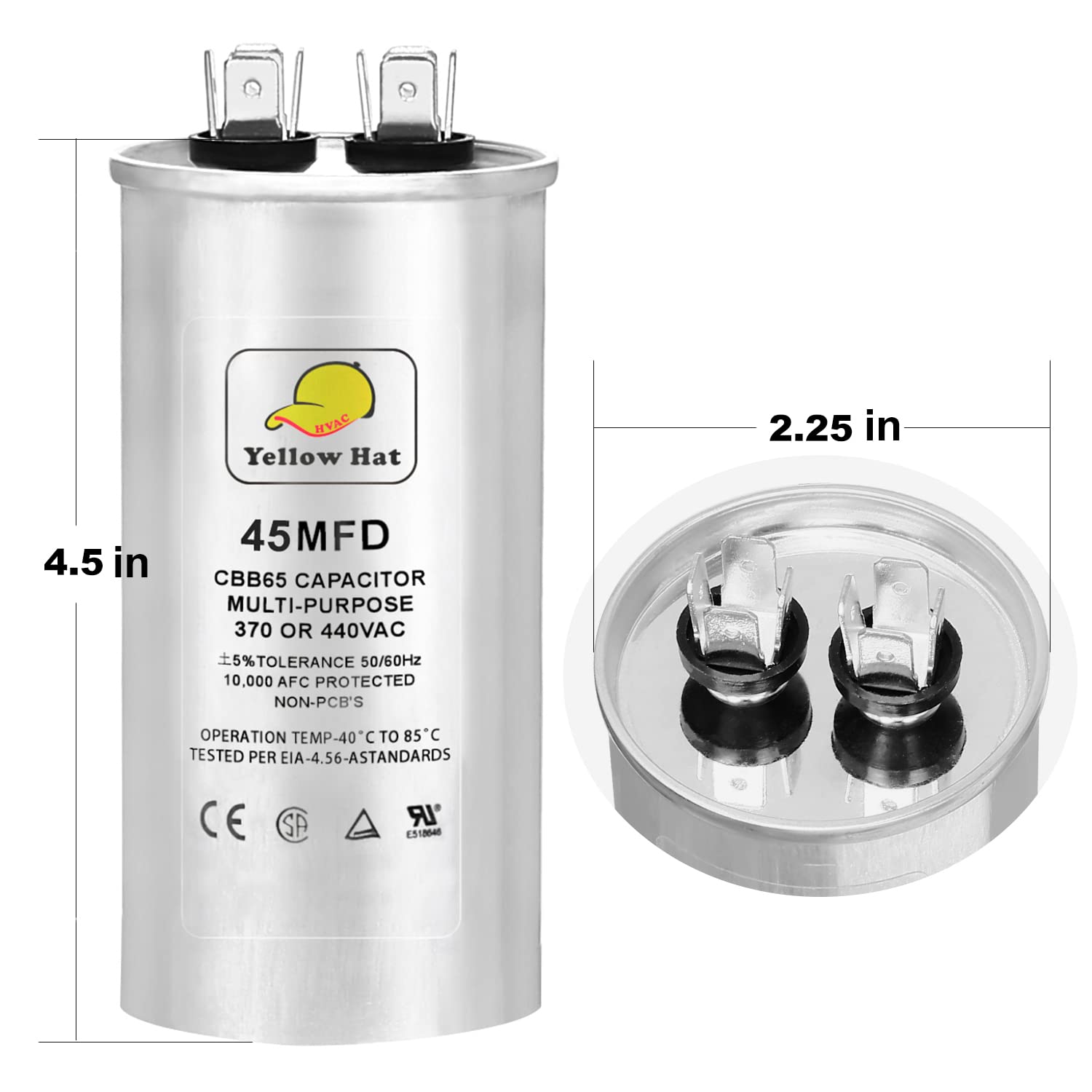 Snapklik.com : Capacitor For Air Conditioner 45 Uf MFD 370 Or 440 Volt VAC