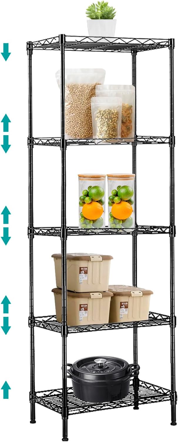 Amazon.com: Doredo 5 Tier Wire Shelf, Adjustable 5 Tier Metal Storage ...