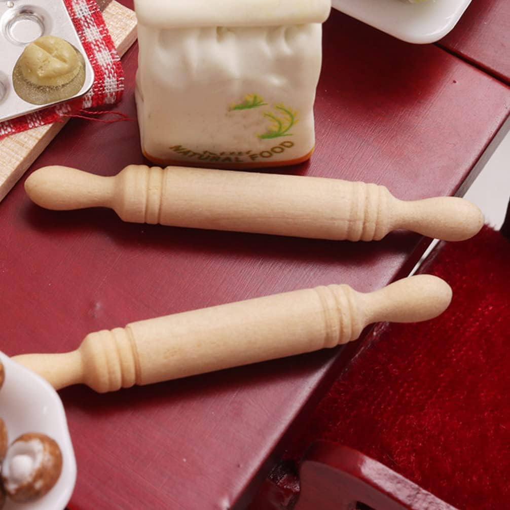 STOBOK Wooden Mini Rolling Pin: 8pcs Wooden Rolling Sticks Mini House ...