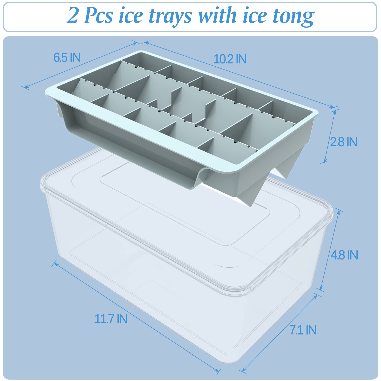Snapklik.com : Miaowoof Large Ice Cube Tray, 2 Inch Cubes, 2-Pack Ice ...