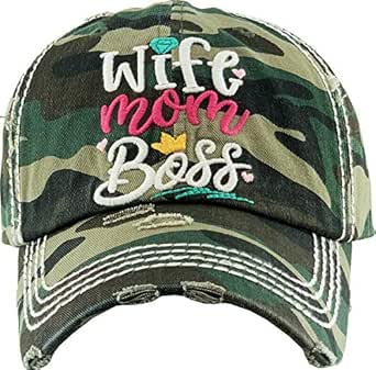 Amazon.com: Funky Junque Women's Vintage Distressed Cotton Adjustable Camper Ball Cap, Happy ...