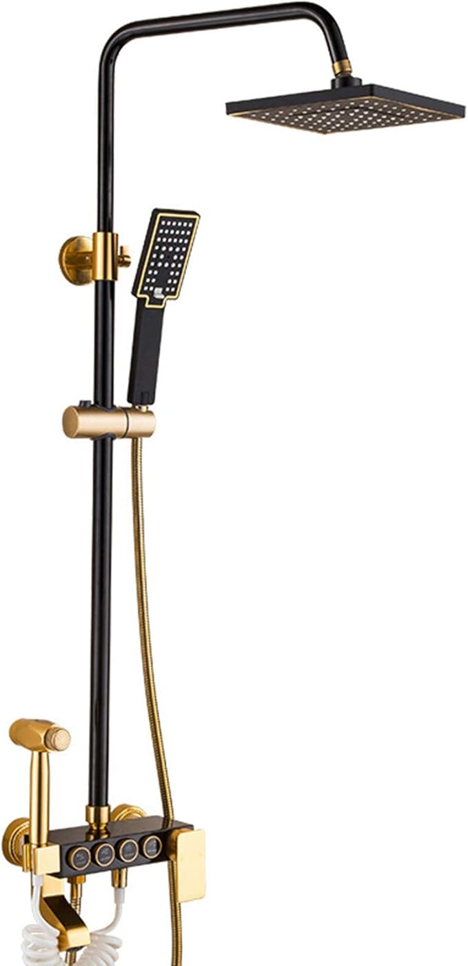 Amazon.com: Shower System Black Gold, Wall Mounted Shower Faucet Set ...