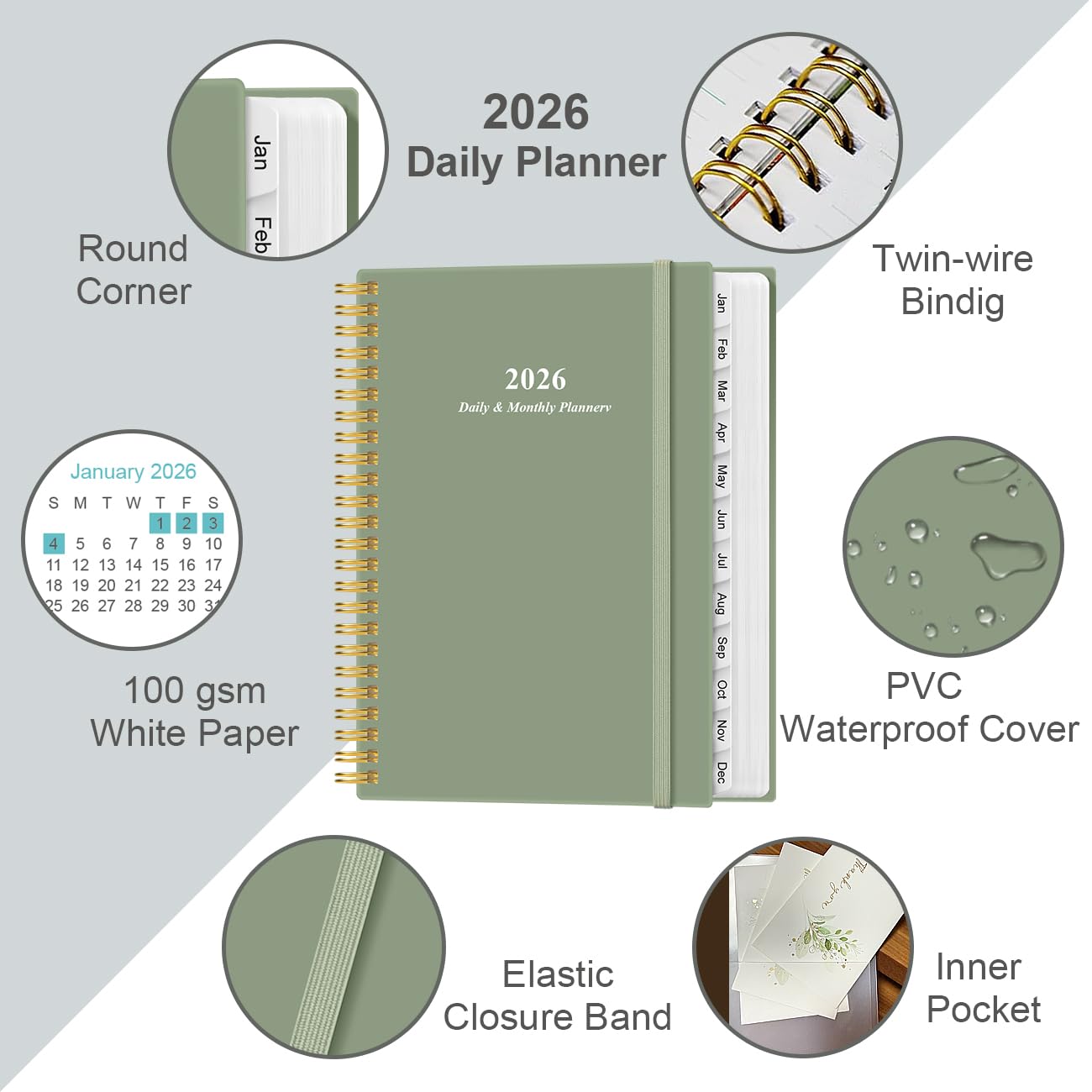 Snapklik.com : 2026 Daily & Monthly Planner - One Page Per Day, Daily ...