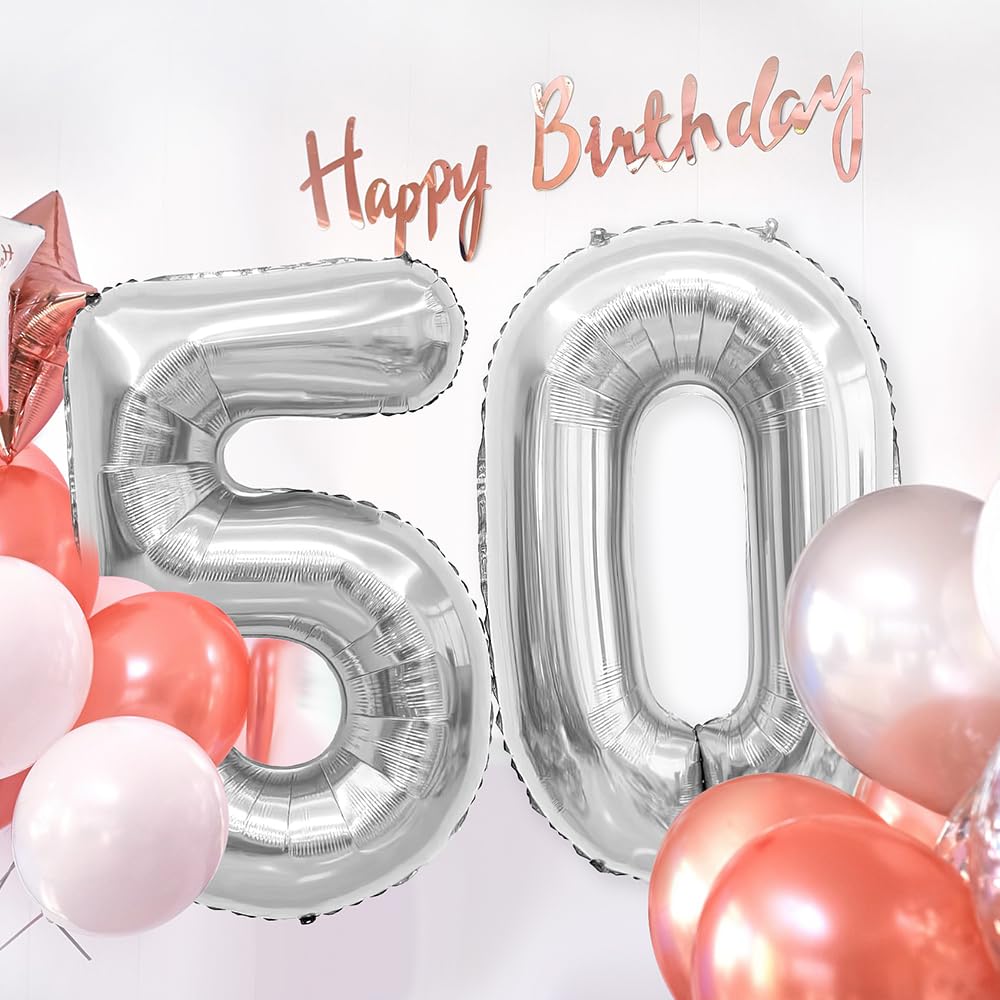 Snapklik.com : 50th Birthday Decorations Men Slive 40 Inch Number 50 ...