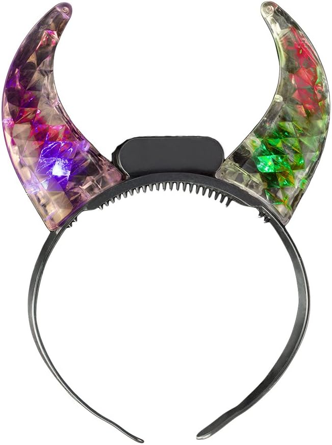 The Glowhouse Multi Colour LED Flashing Devil Horns : Amazon.co.uk ...