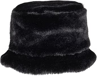 SSP Hats Smooth Faux Fur Bucket Hat in Black, Size: One Size at Amazon ...
