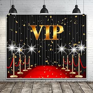 Amazon.com : Baiyiguiyi VIP Backdrop Red Carpet Black Gold Movie Theme ...