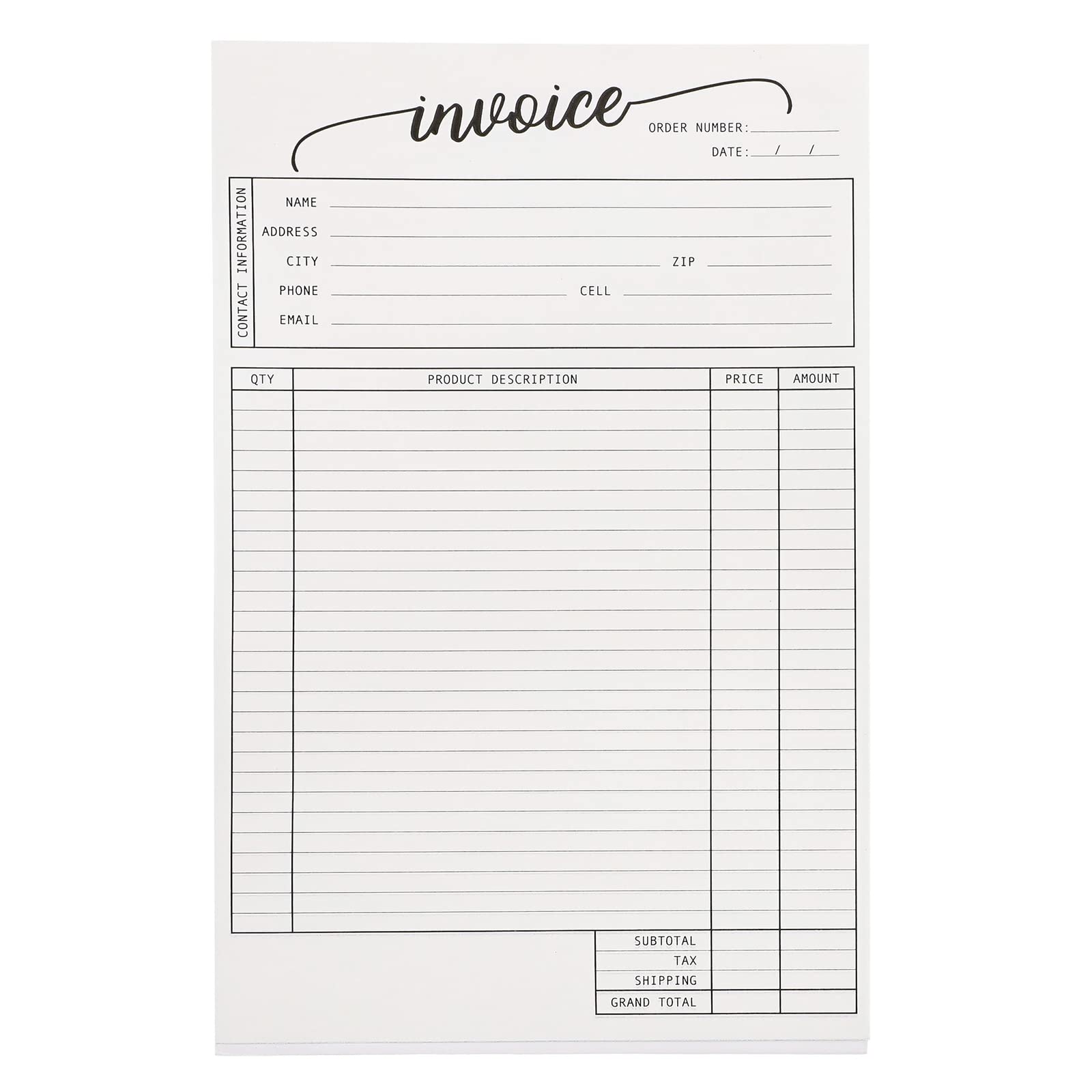 Buy 2 Pack Carbonless Work Order Forms with Copy, Invoice Book for ...