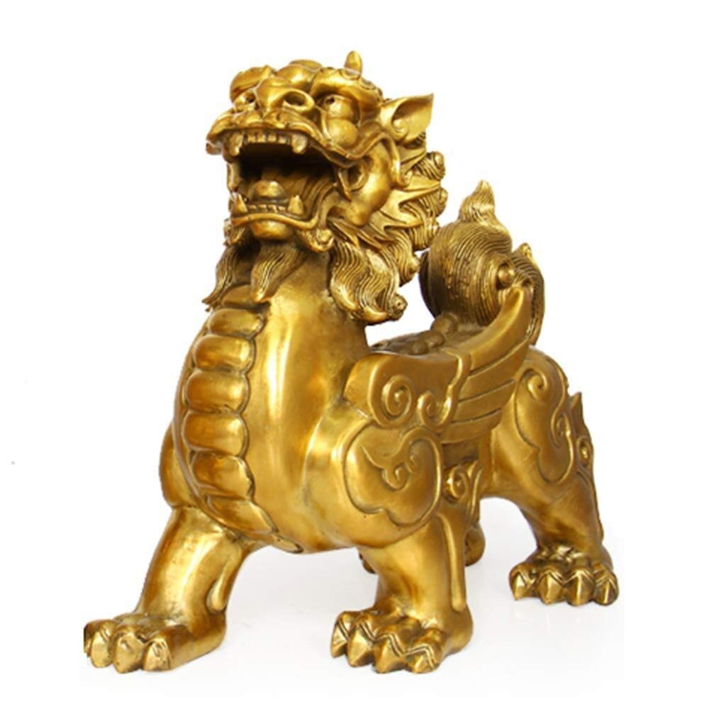 Bwinka 2pcs/Pair Chinese Golden Resin Fengshui Chi Lin Kei Loon/Qi Lin ...
