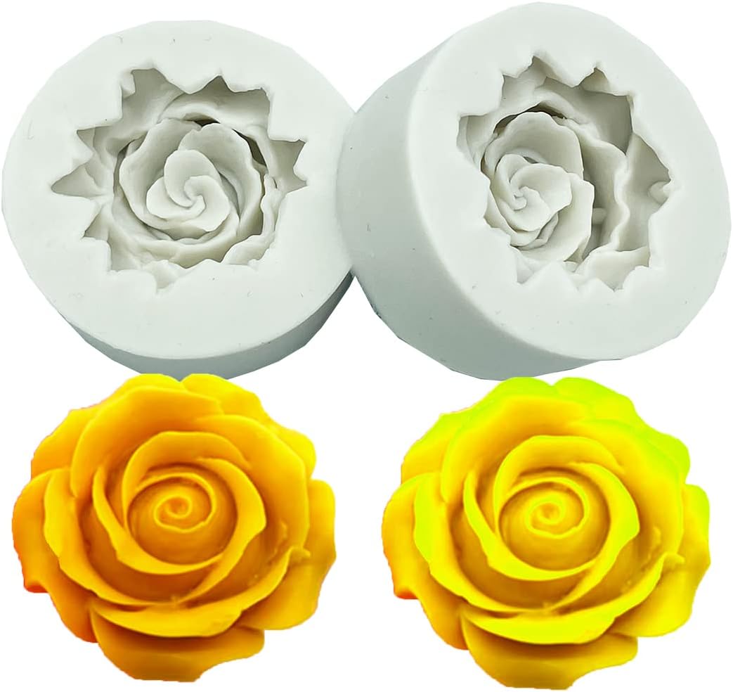 Amazon.com: Flower Silicone Molds, 2 pcs Rose Flower Fondant Silicone ...