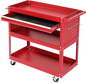 Amazon.com: 3-Tier Rolling Tool Cart, Metal Heavy Duty Utility Cart with Pegboard, Drawer, 4 ...