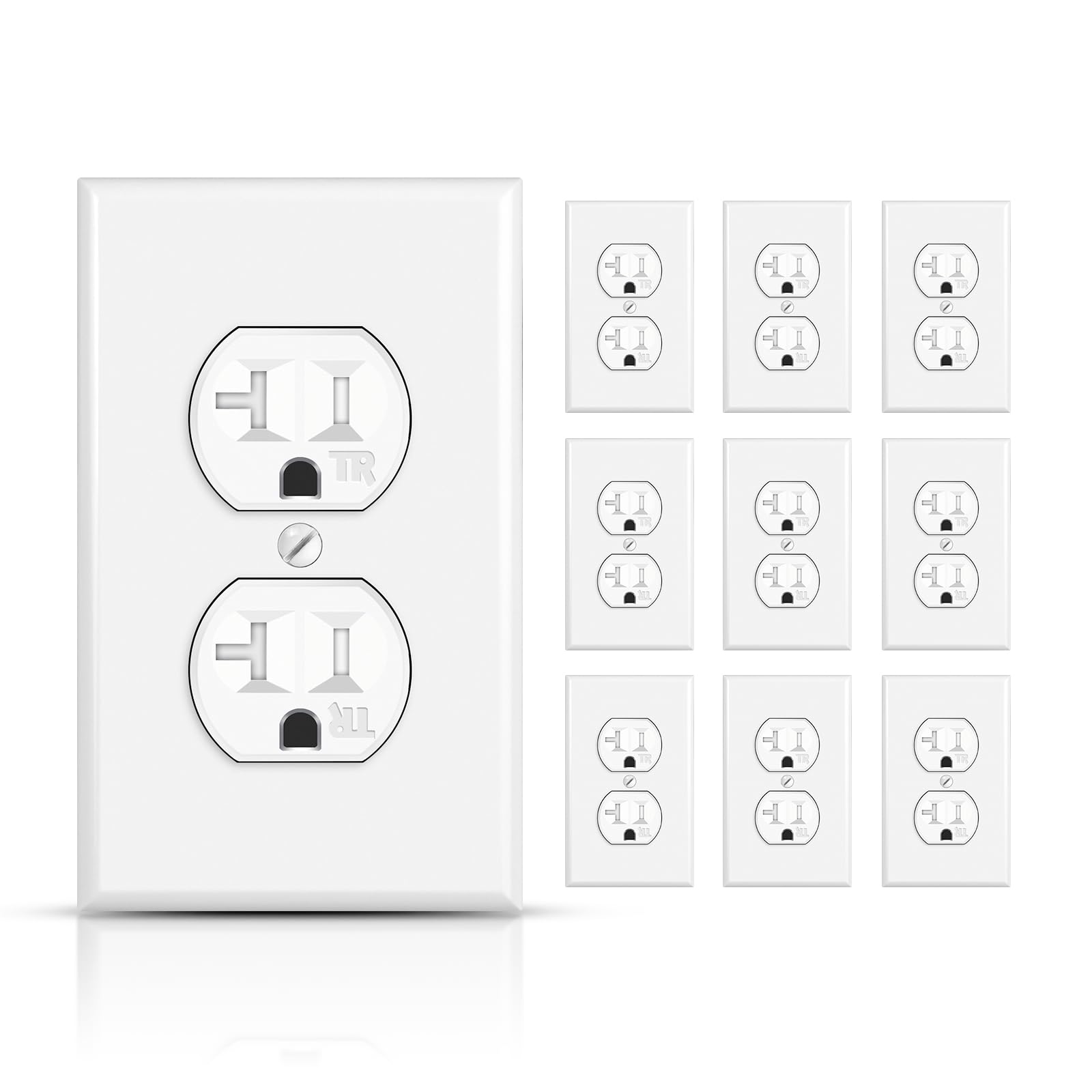 Snapklik.com : 10 Pack Duplex Receptacle Outlets, Tamper-Resistant ...