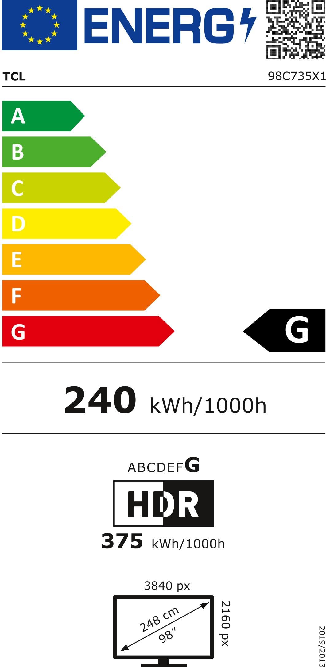 TCL 98C855K 98-inch QLED Mini LED TV, QLED PRO, 4K HDR Premium 3500nits ...