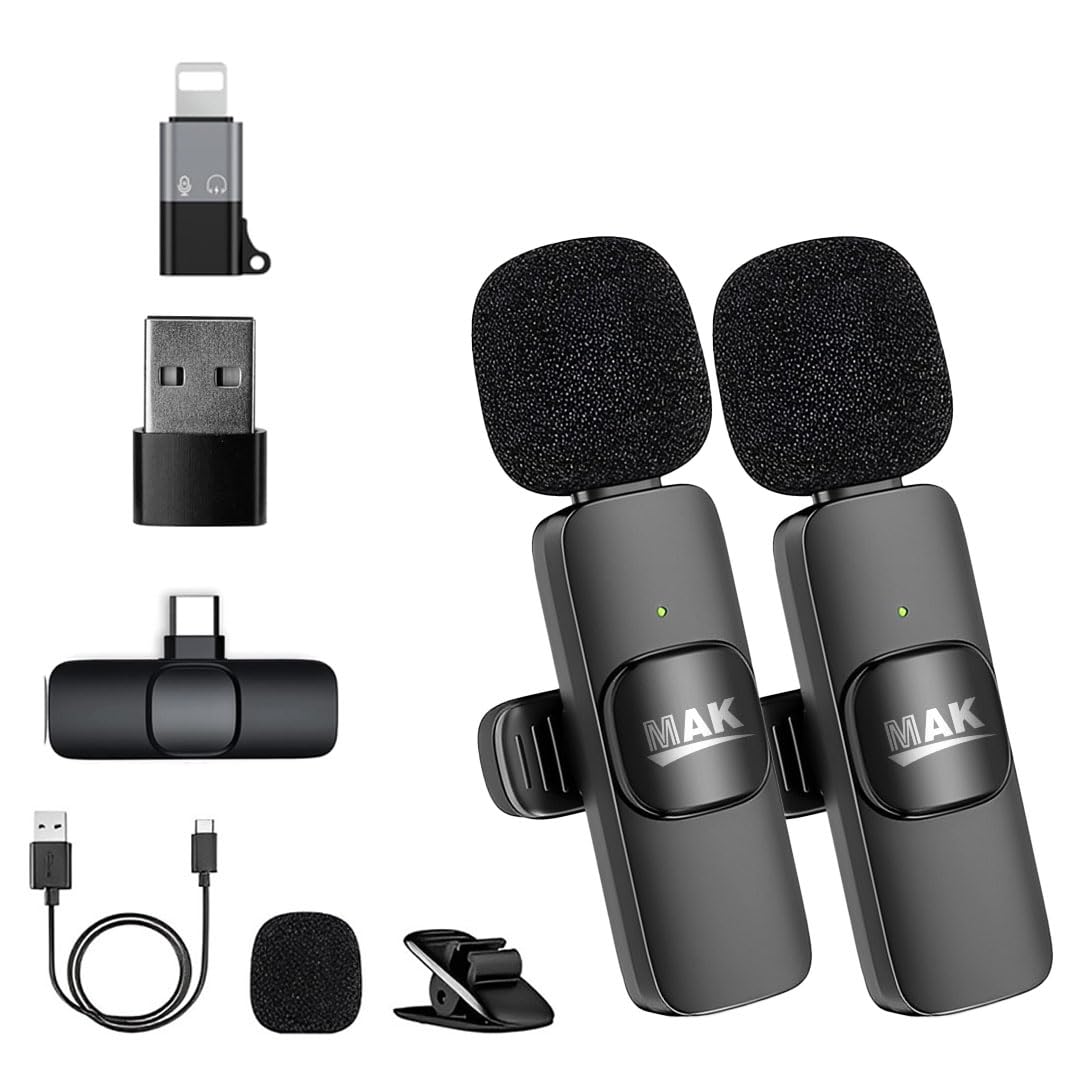 MAK Dual Wireless Collar Mic for Type-C Android Cell Phone,Tablets ...