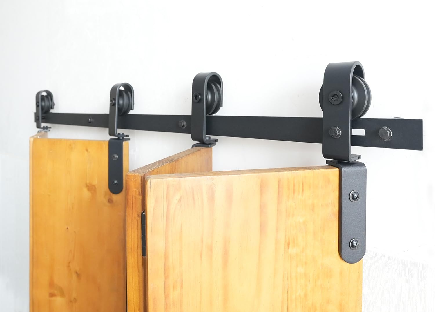 DIYHD 84" Rustic Black Bifolding Sliding Barn Door Hardware,Heavy Duty ...