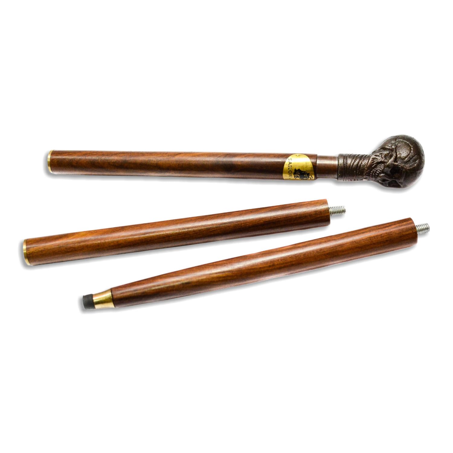 Sailors Art Antique Aluminium Skeleton Wooden Cane Walking Stick Skull ...