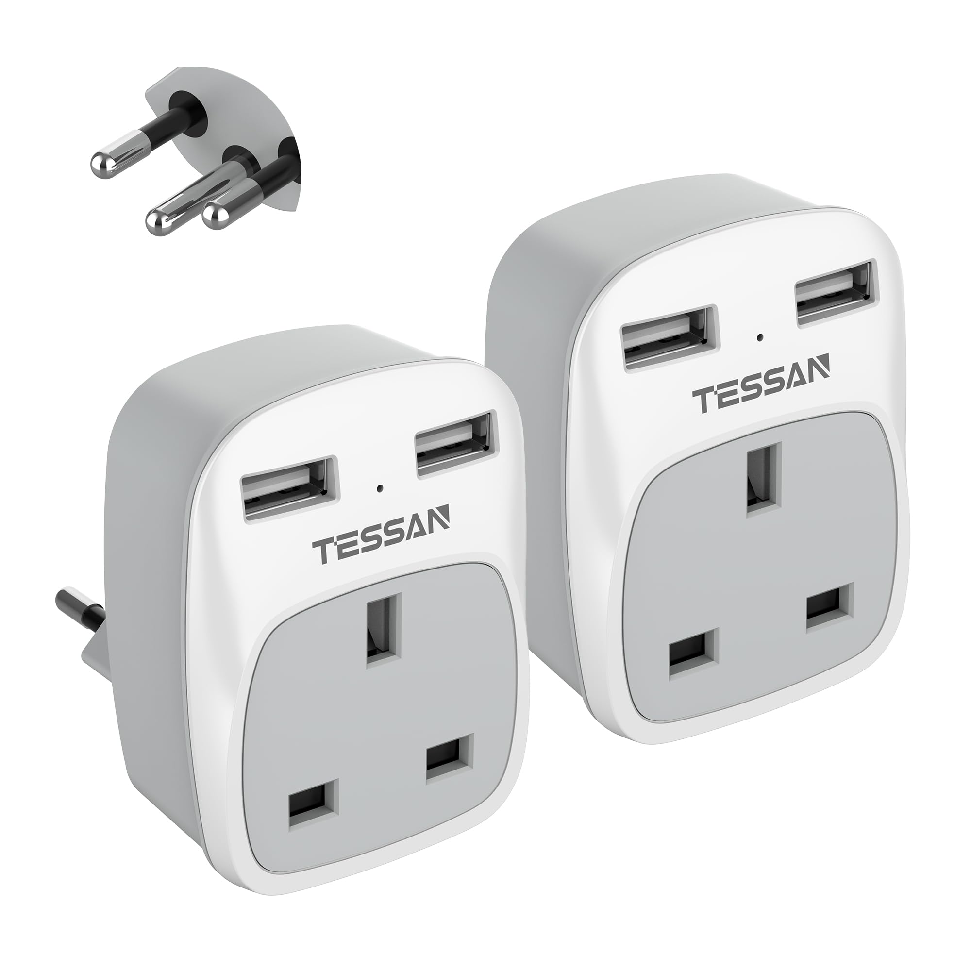UK to Swiss Plug Adapter 2 Pack, TESSAN UK to Switzerland Plug Adapter ...