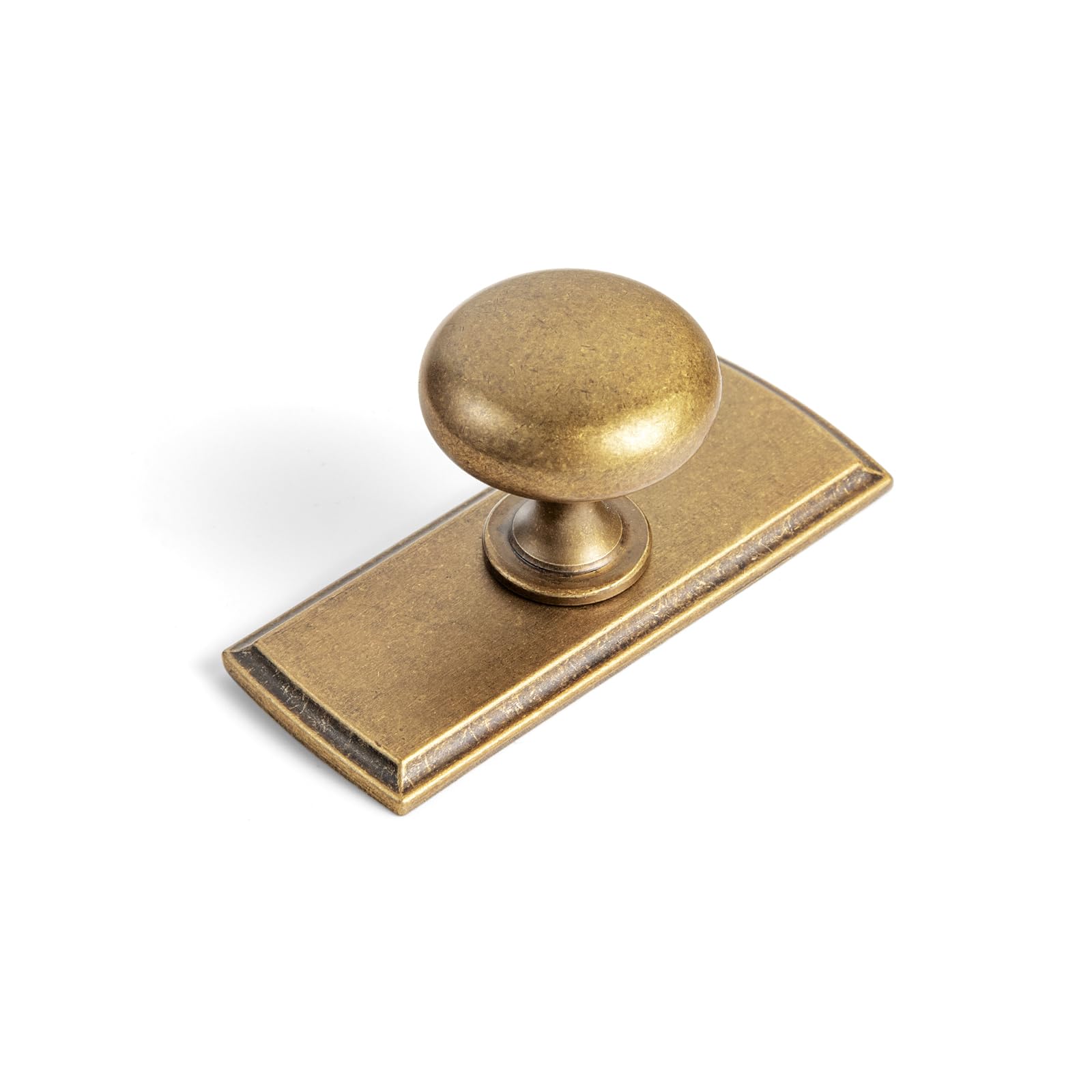 Goo-Ki Antique Brass Zinc Alloy Cabinet Knob with Backplate - Single ...