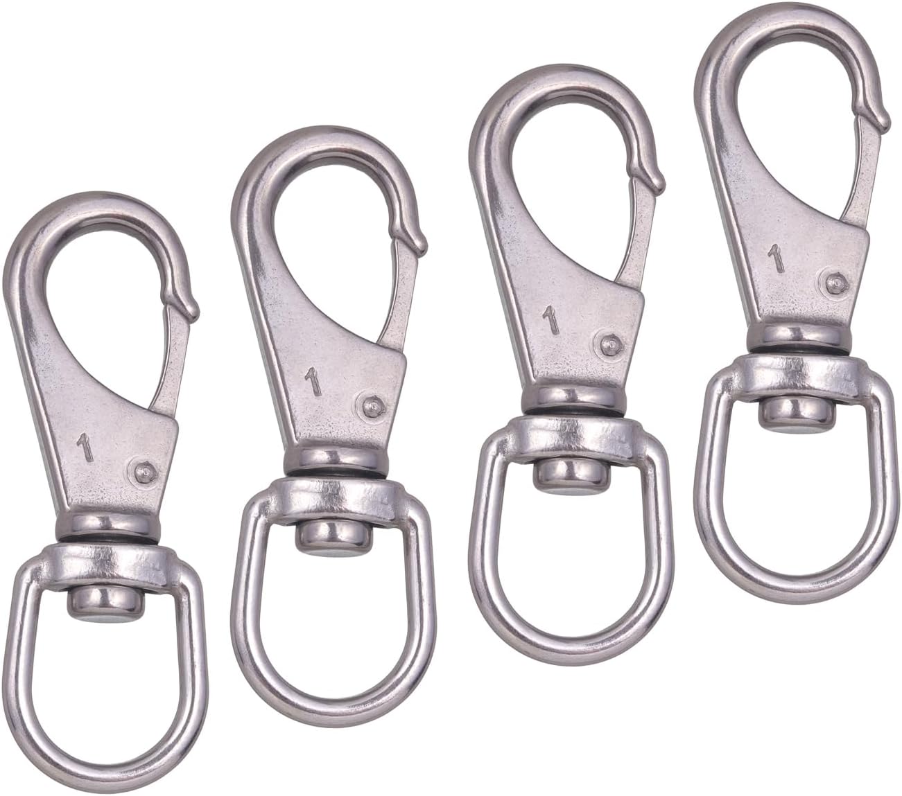AOKLIT 4 Pack Stainless Steel Swivel Eye Snap Hook M5(1#) Marine Boat ...