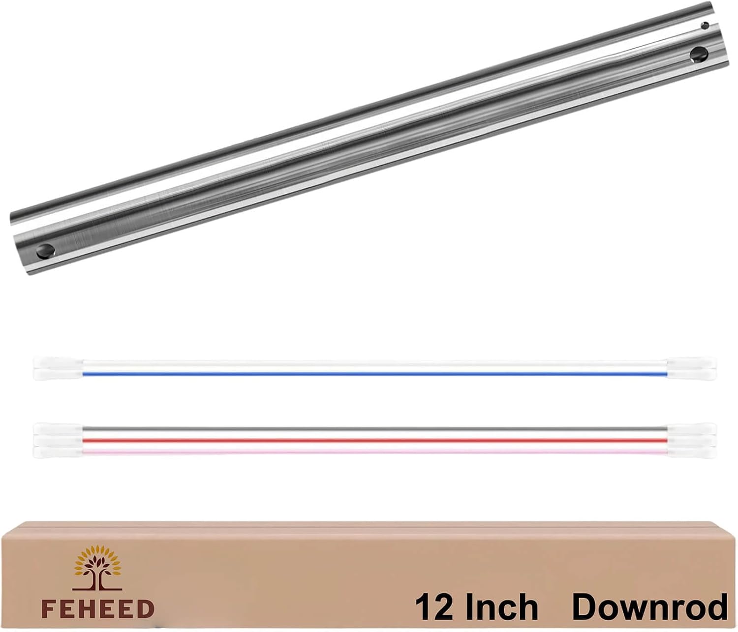 12 Inch Ceiling Fan Downrod, 1" Diameter Nickle Ceiling Fan Extension ...