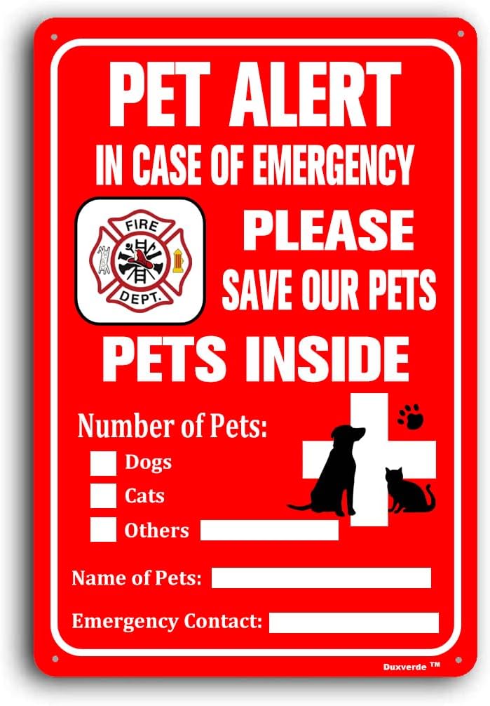 Amazon.com: Duxverde Pet Alert Sign, Pet Alert Safety Fire Rescue Sign ...