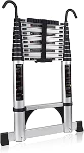 Nestling Telescopic Ladder 3.2m, Aluminum Ladder with Wall Mounts and ...