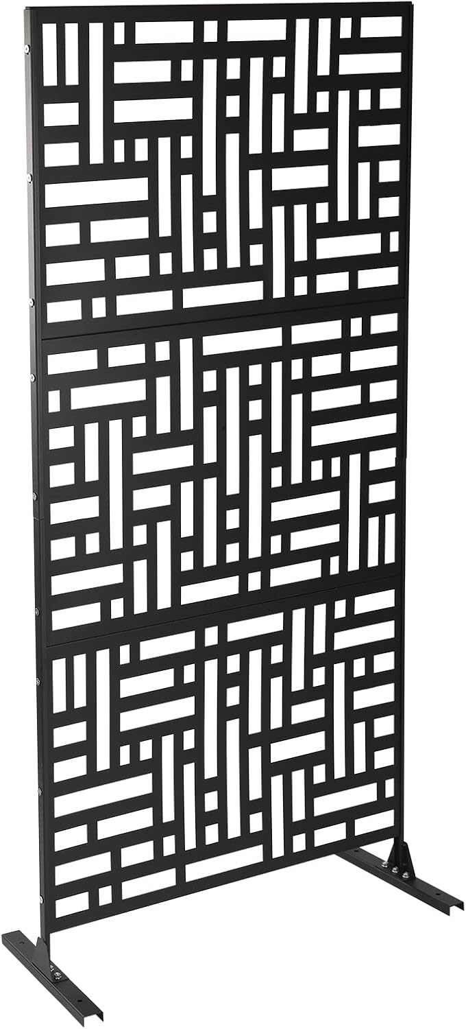 Amazon.com : DOONARCES Patio Privacy Screen Freestanding Black Metal ...