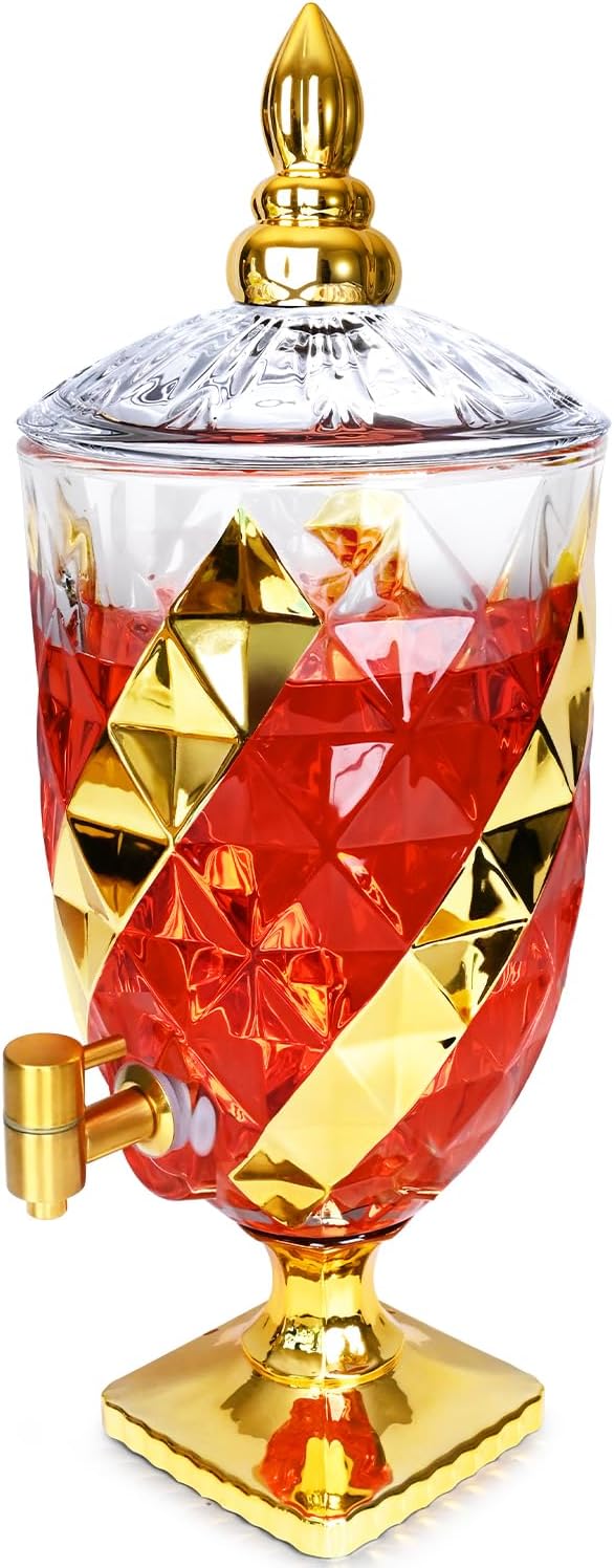 Amazon.com | 1.3 Gallon Glass Drink Dispenser, Glass Beverage Dispenser ...