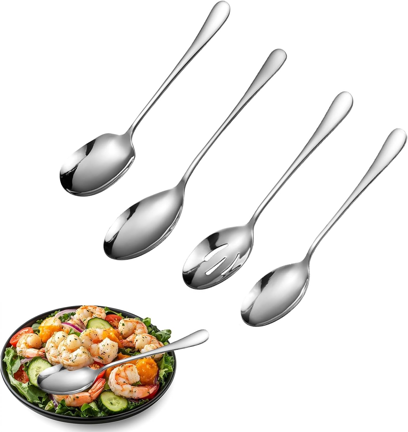 4-Piece Stainless Steel Large Serving Spoons Set – Heavy-Duty ...