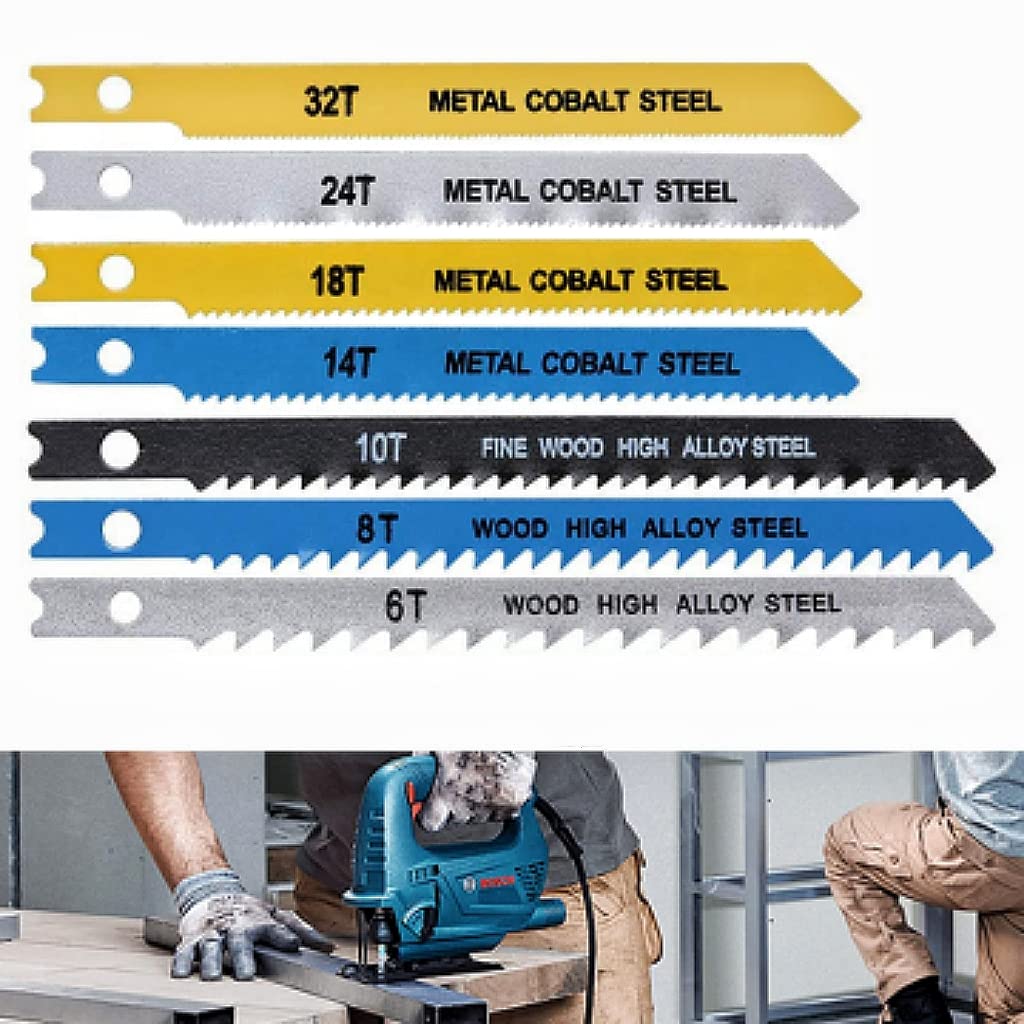 7Pcs 85/100mm Jig Saw Blade Set Carbon Steel 6/8/10/14/18/24/32T ...