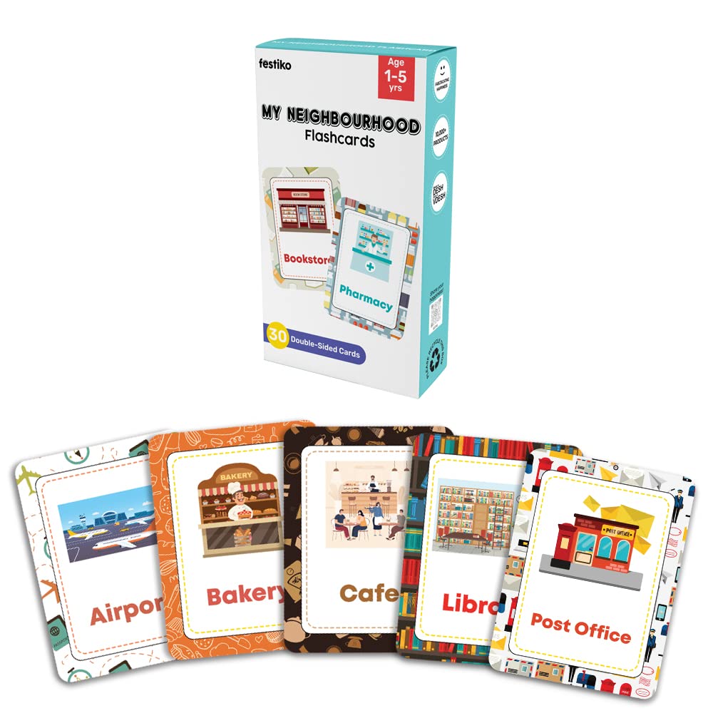 Buy Festiko® 1 Set of 30 Pcs My Neighbourhood Flash Cards, My ...