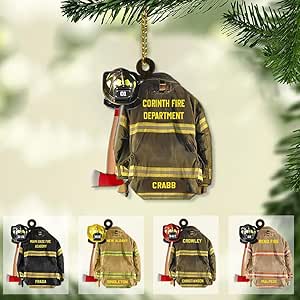 Amazon.com: Personalized Firefighter Ornament, Fireman Gifts, Firefighter Christmas Ornaments ...
