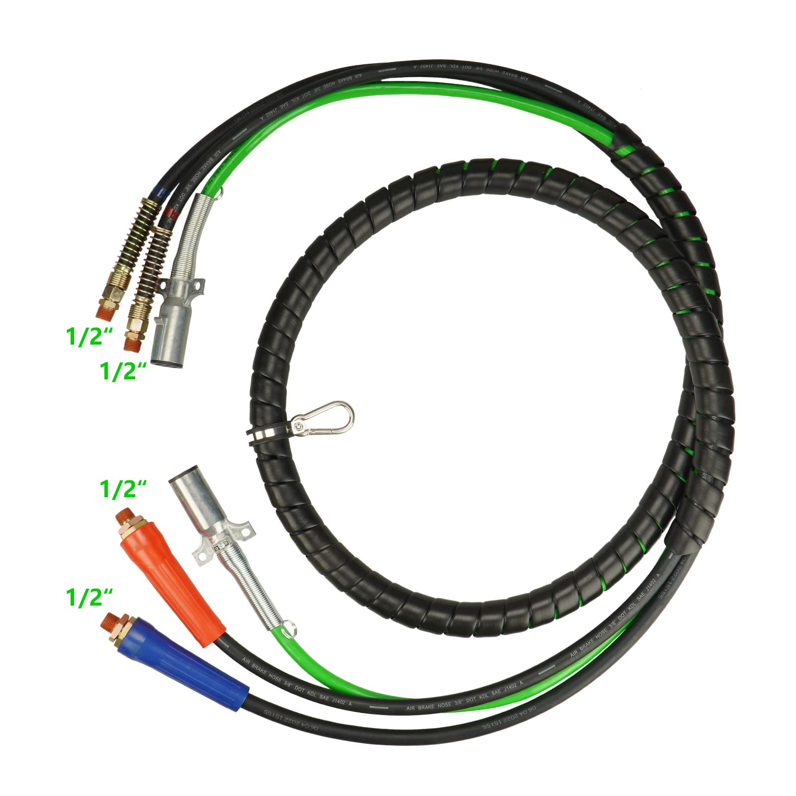 Snapklik.com : 12Ft 3 In 1 ABS & Air Power Line Hose Kit Wrap 7 Way ...