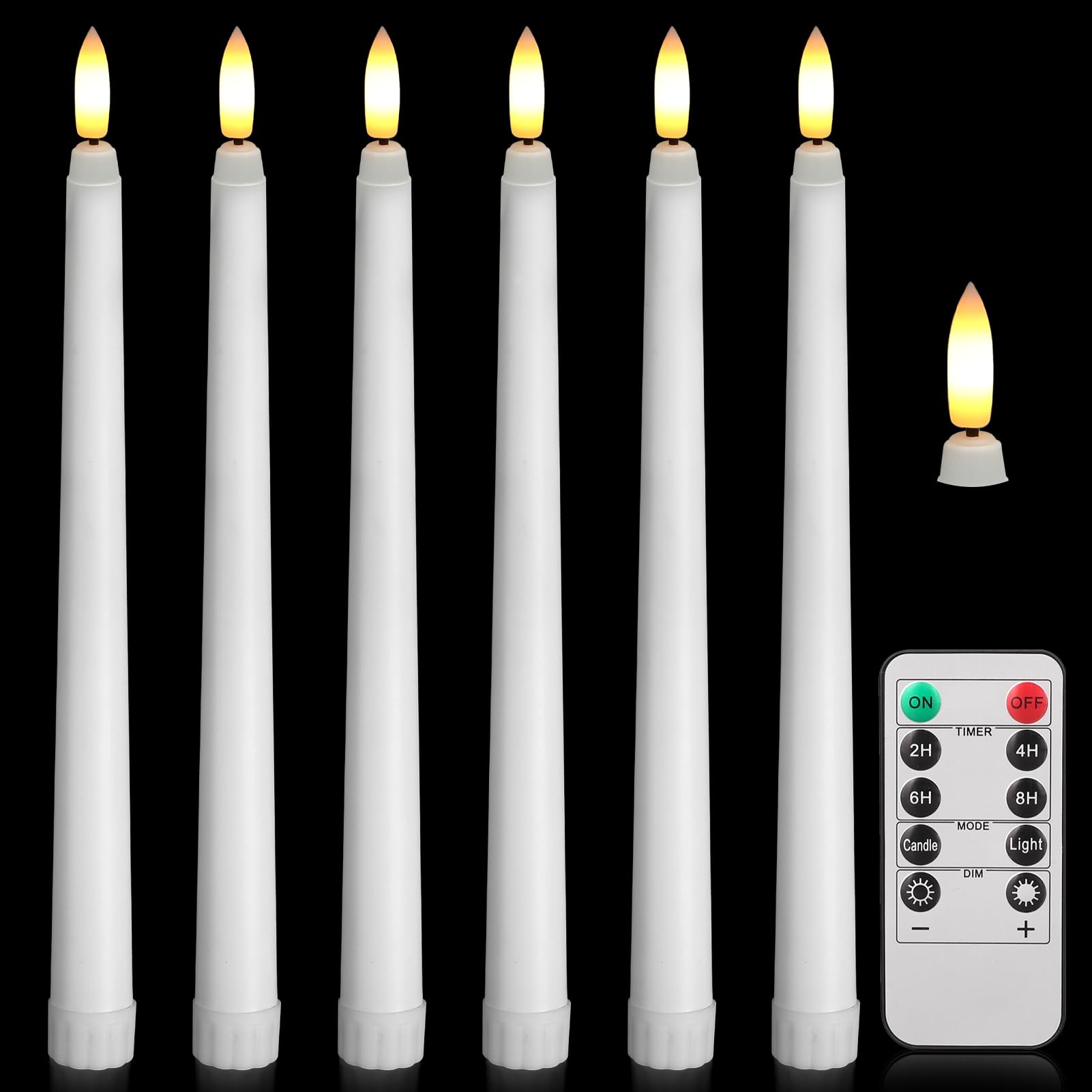 Neween Flameless LED Taper Candles Flickering with 10-Key Remote ...