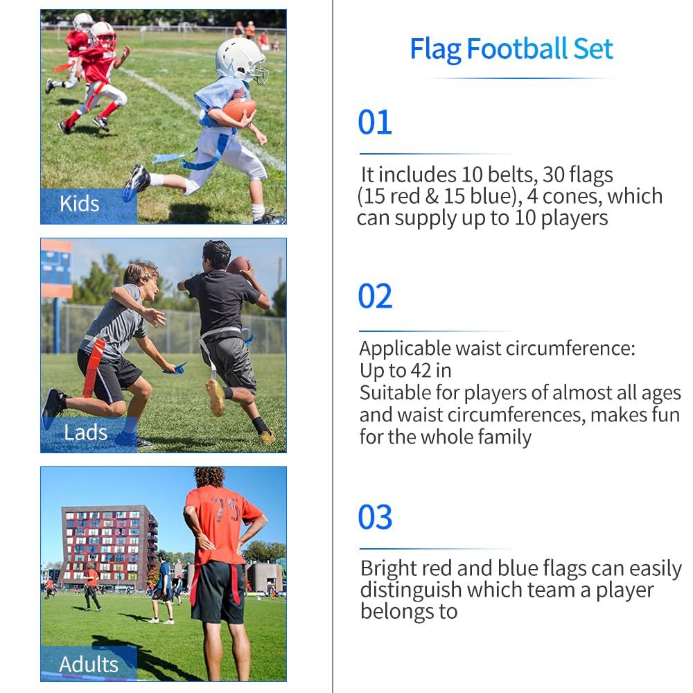Snapklik.com : Flag Football Set, 10 Player Flag Football Belts And ...