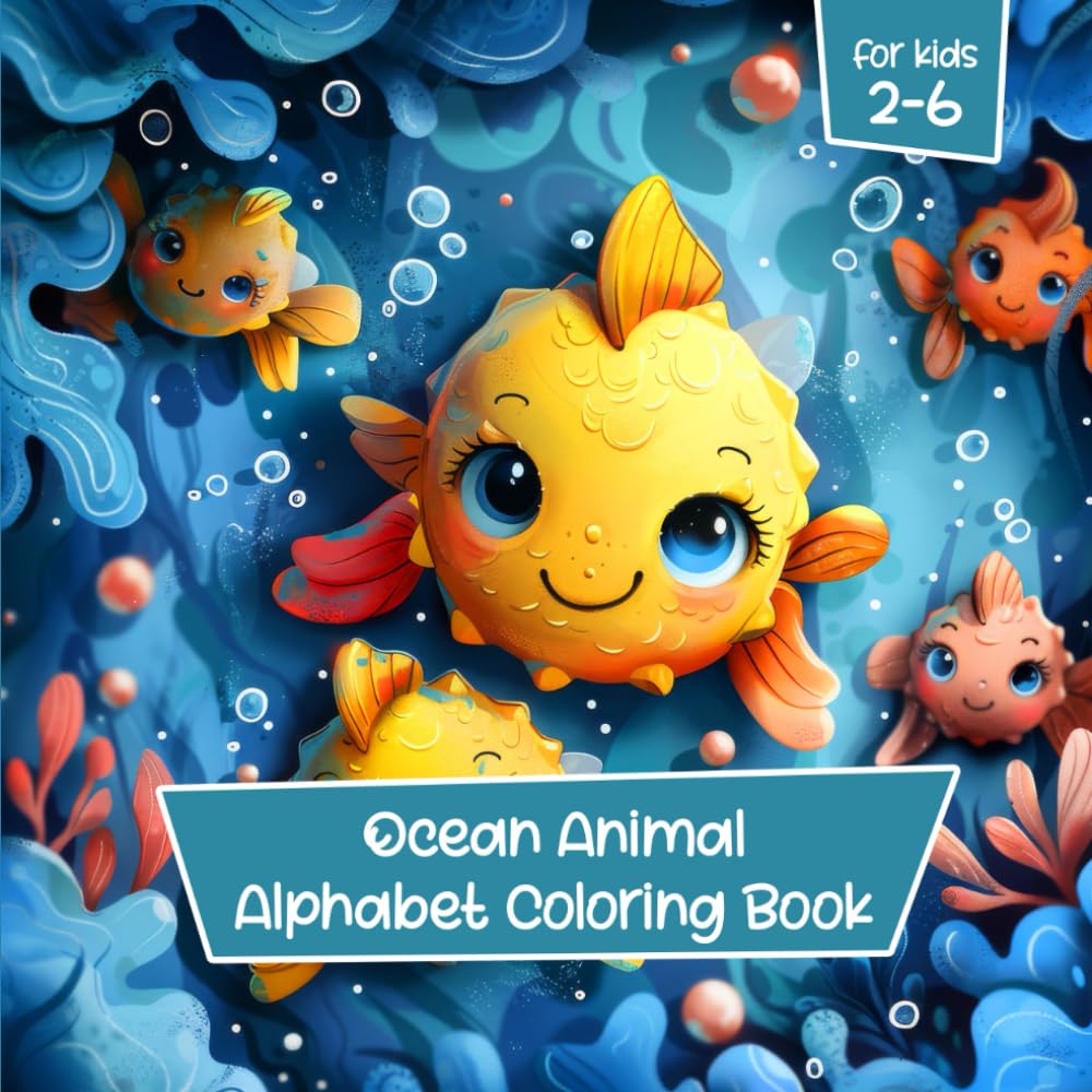 Ocean Animal Alphabet Coloring Book: 26 Engaging Pages of Underwater ...