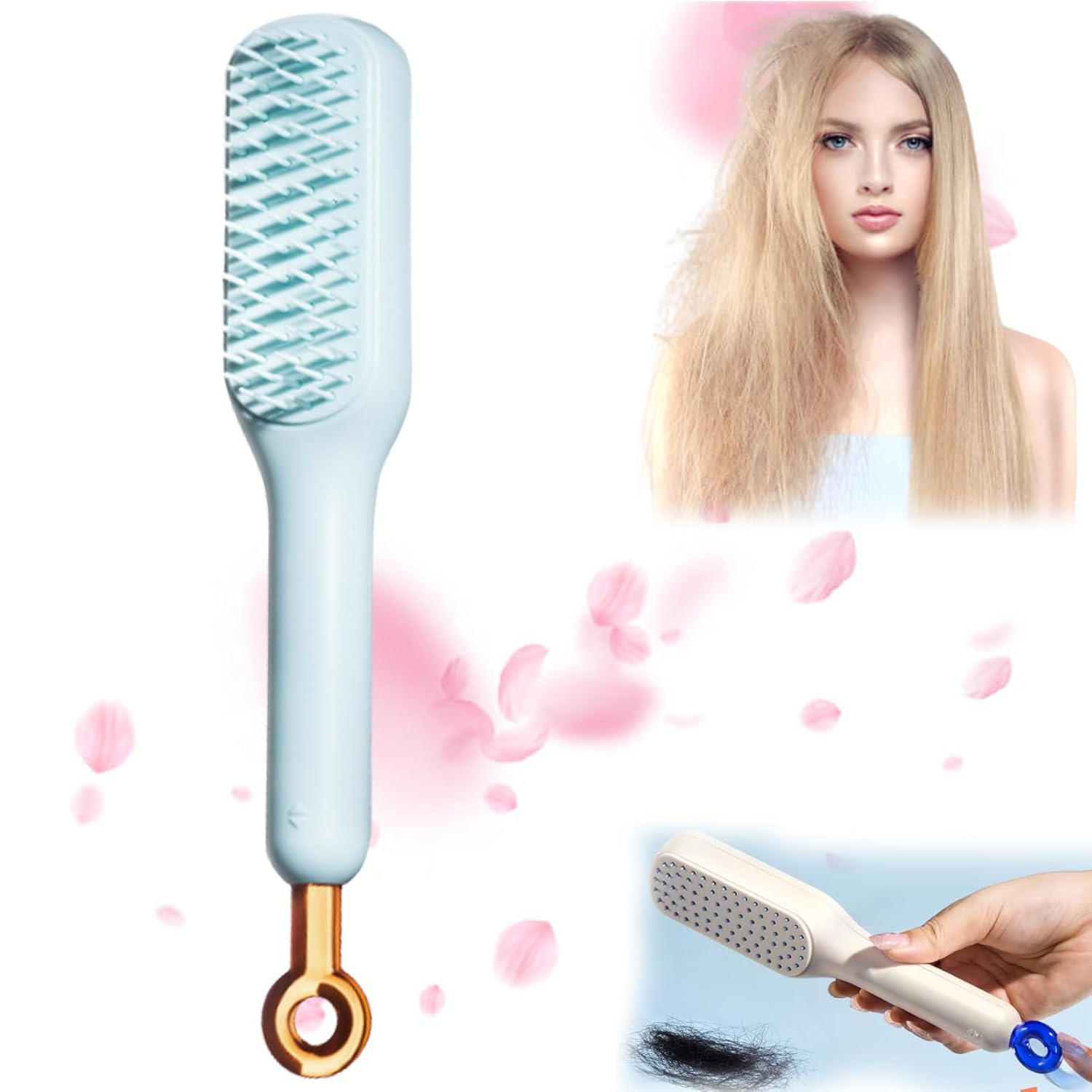 Amazon.com : Self-Cleaning Anti-Static Massage Comb, 2024 One-pull Clean Massage Comb, Scalable ...