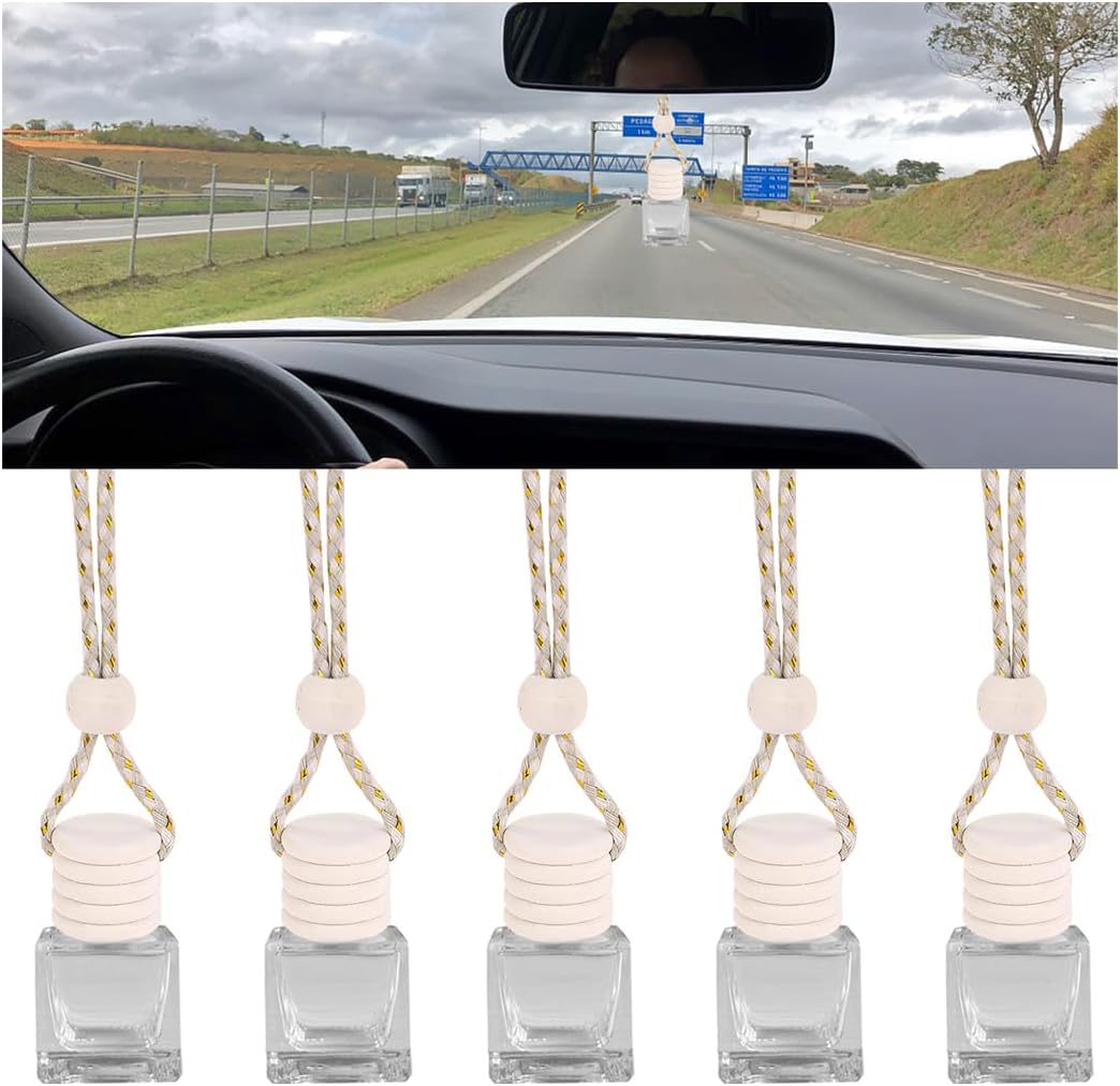 Amazon.com: 5PCS Car Clear Glass Perfume Bottle,Hanging Car Diffuser ...