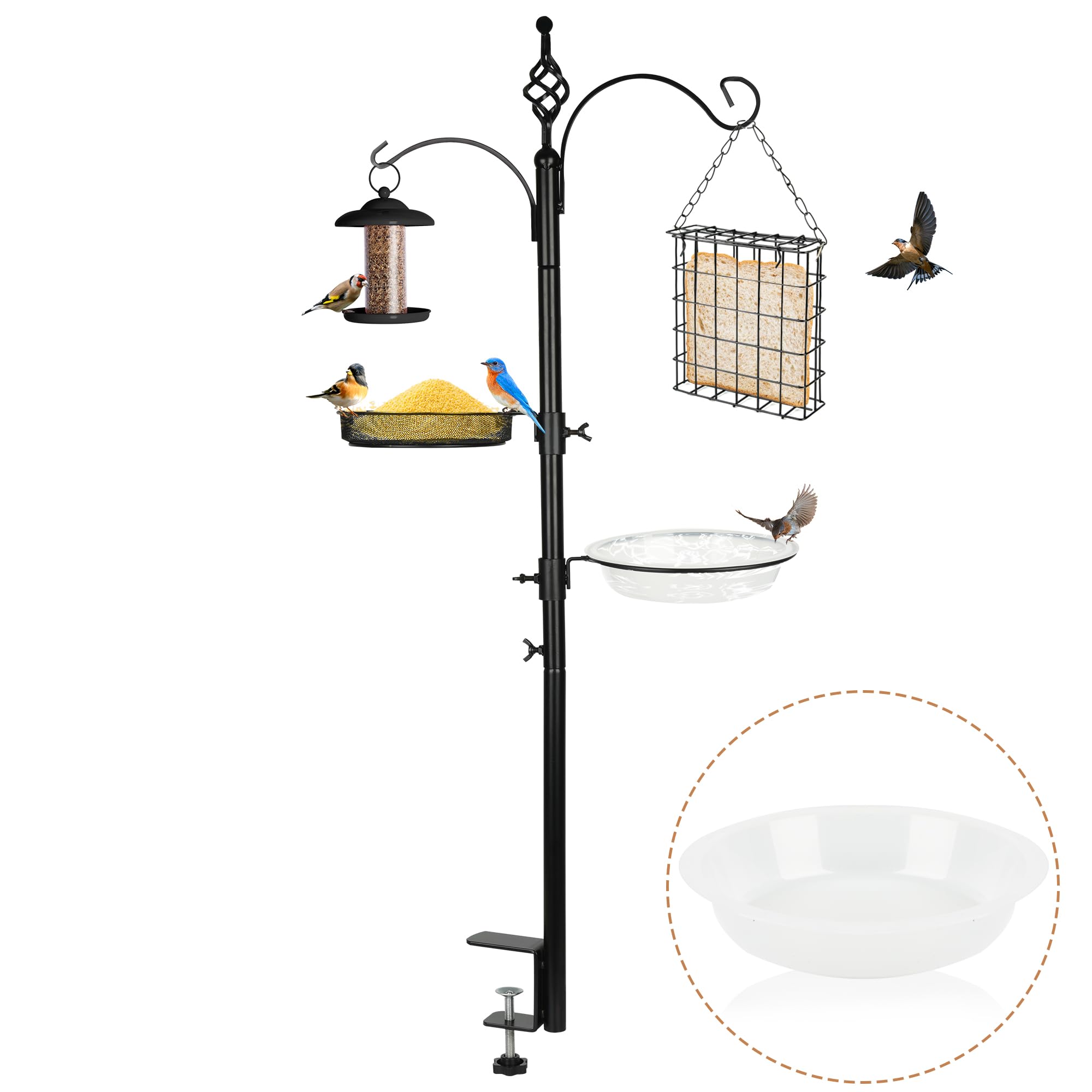 Amazon.com : Bird Feeder Pole Deck Hook Bird Feeding Station Kit Bird ...