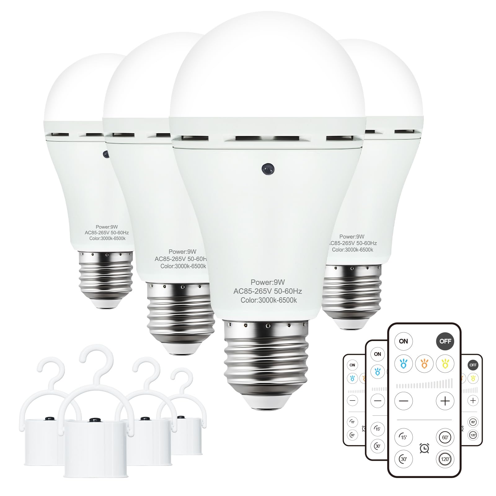 DEBAOBULB 4 Pack Omni Rechargeable Light Bulbs, Battery Powered ...