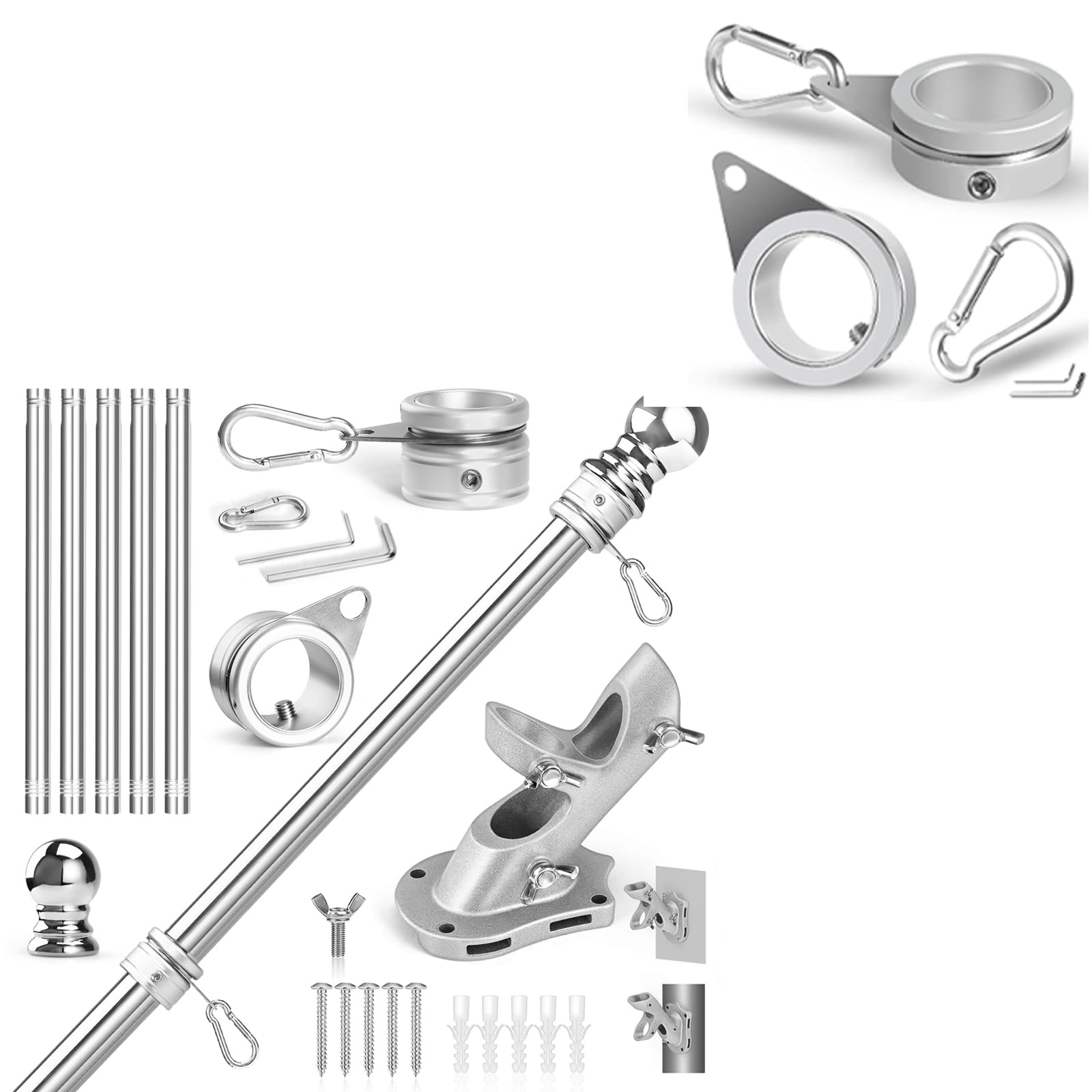 Amazon.com : Anovo 1 Inch Flag Pole Ring and Flag Pole Kit(Flag Pole ...