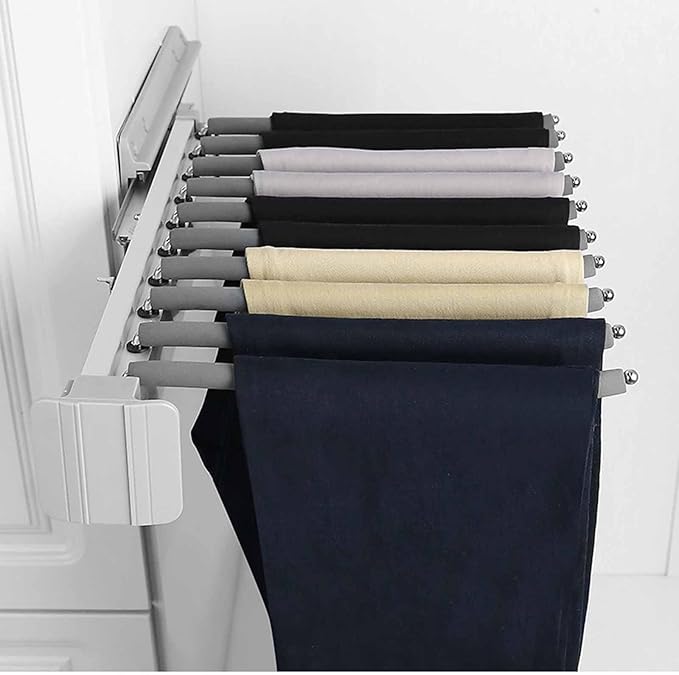 Amazon.com: Pull Out Pants Rack Pants Hanger Bar 11/22 Arms Steel ...