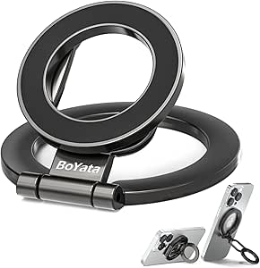 Amazon | BoYata スマホリング 両面マグネット マグセーフ リング 携帯リング スマホ ホルダー2軸式 マグネット強化リング スマホスタンド バンカーリング 角度調整 ...