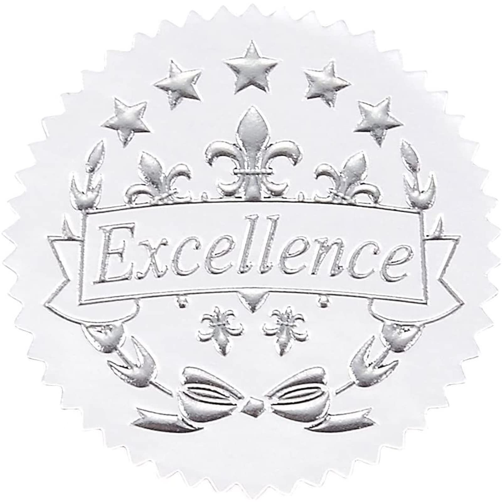 Buy 96 Award Stickers - Silver Certificate Seals, Excellence Star ...