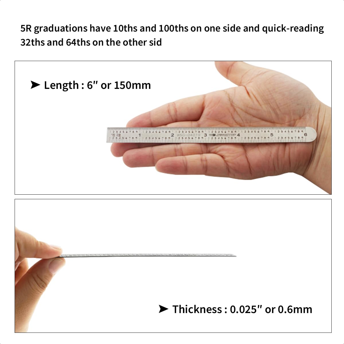 Snapklik.com : 6 In Machinist Ruler Scale 5R 10ths 1/100 1/32 1/64 ...
