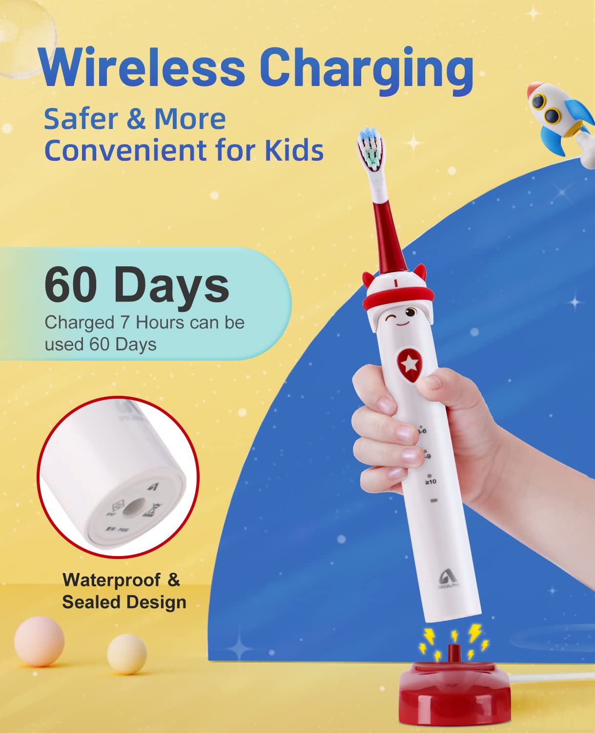 Snapklik.com : JTF Kids Electric Toothbrush-for Ages 3-12, Rechargeable ...