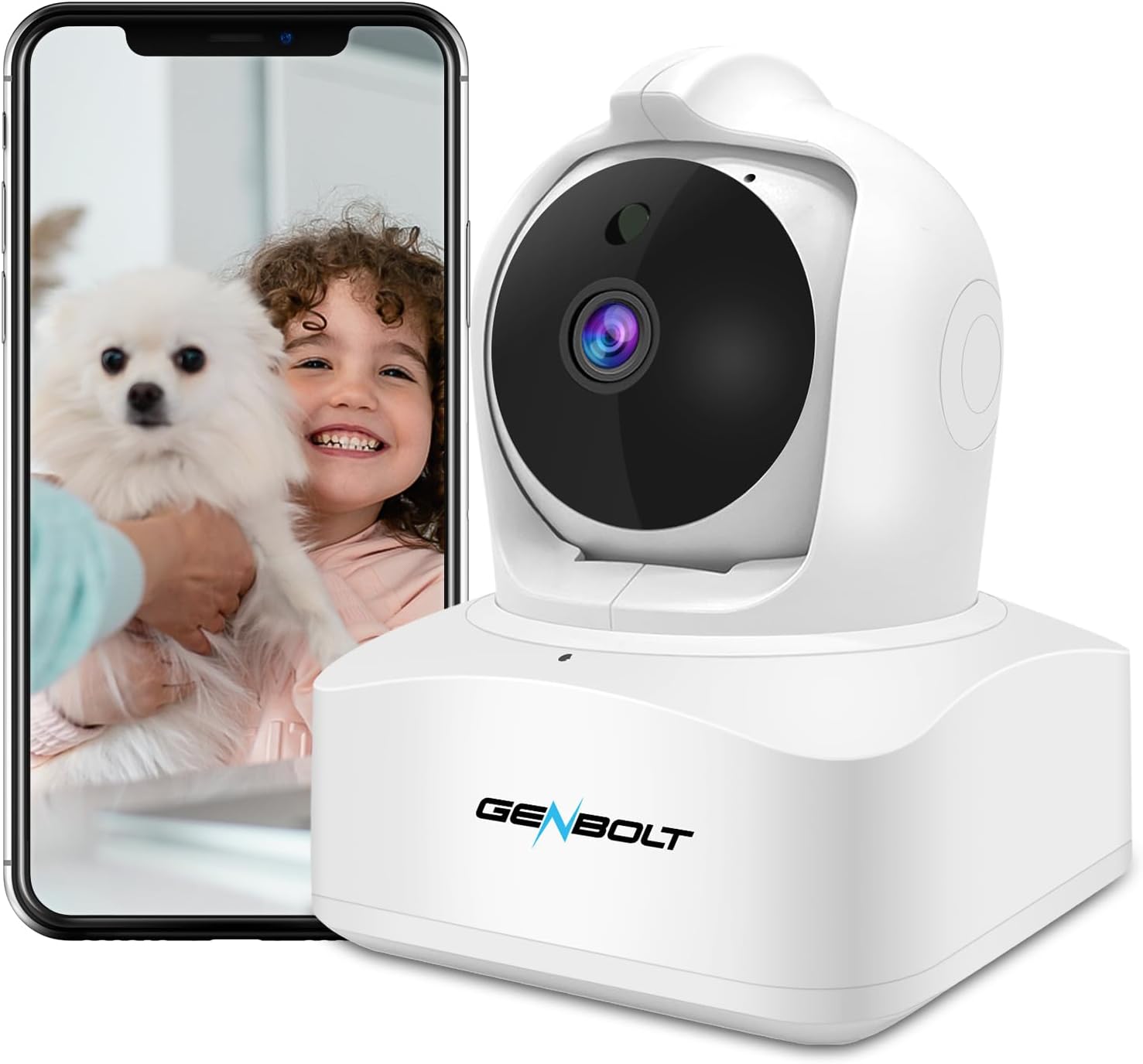 GENBOLT 2.5K Home Security Camera Indoor, Pet Dog Cam 5MP, 2.4/5Ghz ...