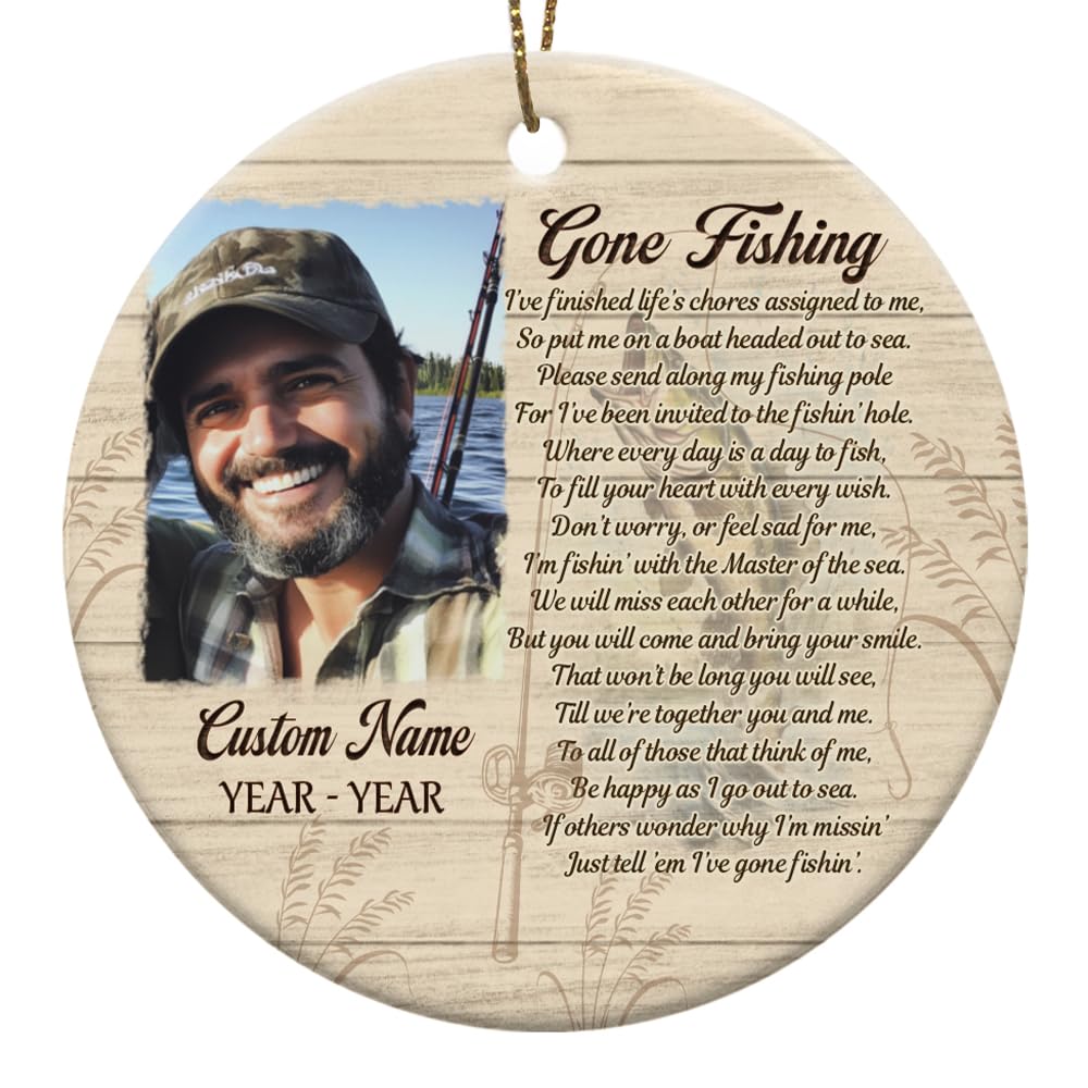 Amazon.com: Personalized Memorial Ornament - Gone Fishing in Memory ...