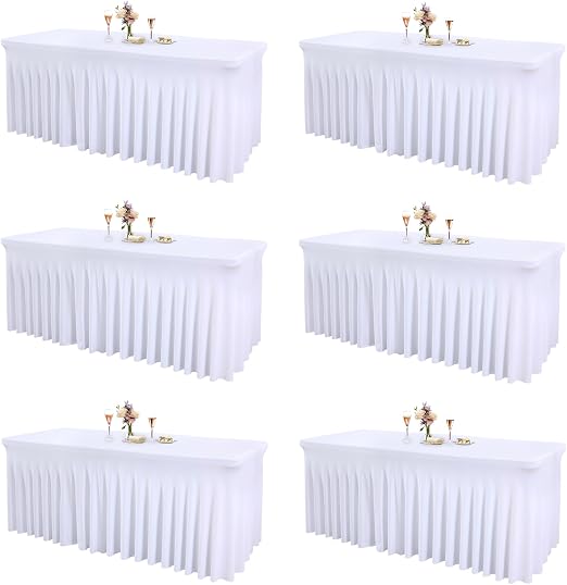 Amazon.com: 6 Packs White Tableclothes for 8 Foot Rectangle Tables ...