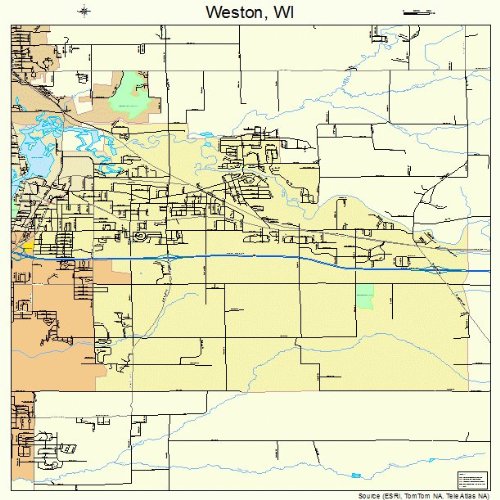 Large Street & Road Map of Weston, Wisconsin WI - Printed poster size ...